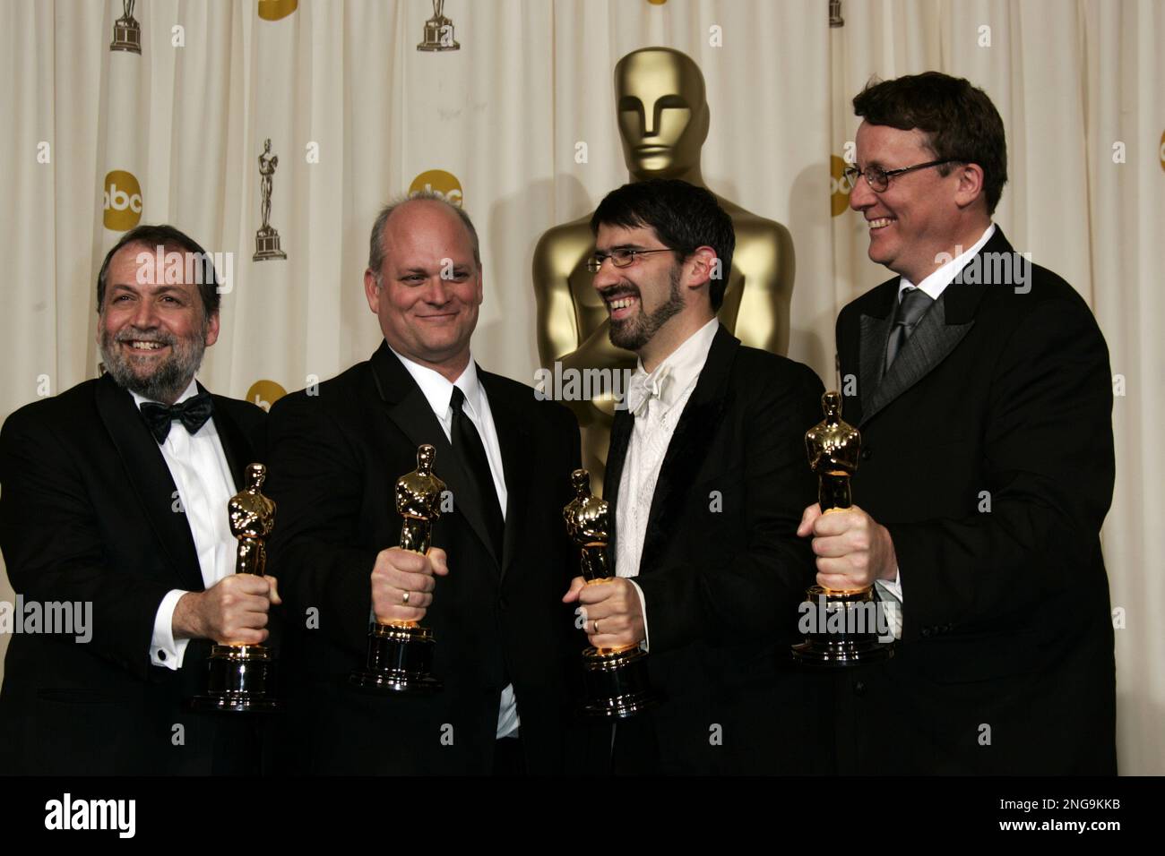 Joe Letteri, Brian Van't Hul, Christian Rivers and Richard Taylor pose ...