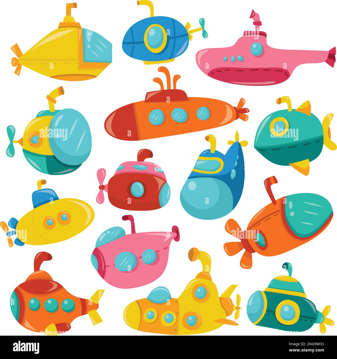 A cartoon vector illustration of colorful submarines Stock Vector Image ...