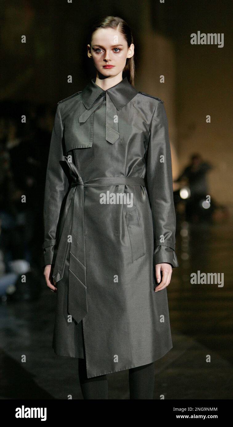A model presents an ensemble by French fashion designer Gilles Rosier ...