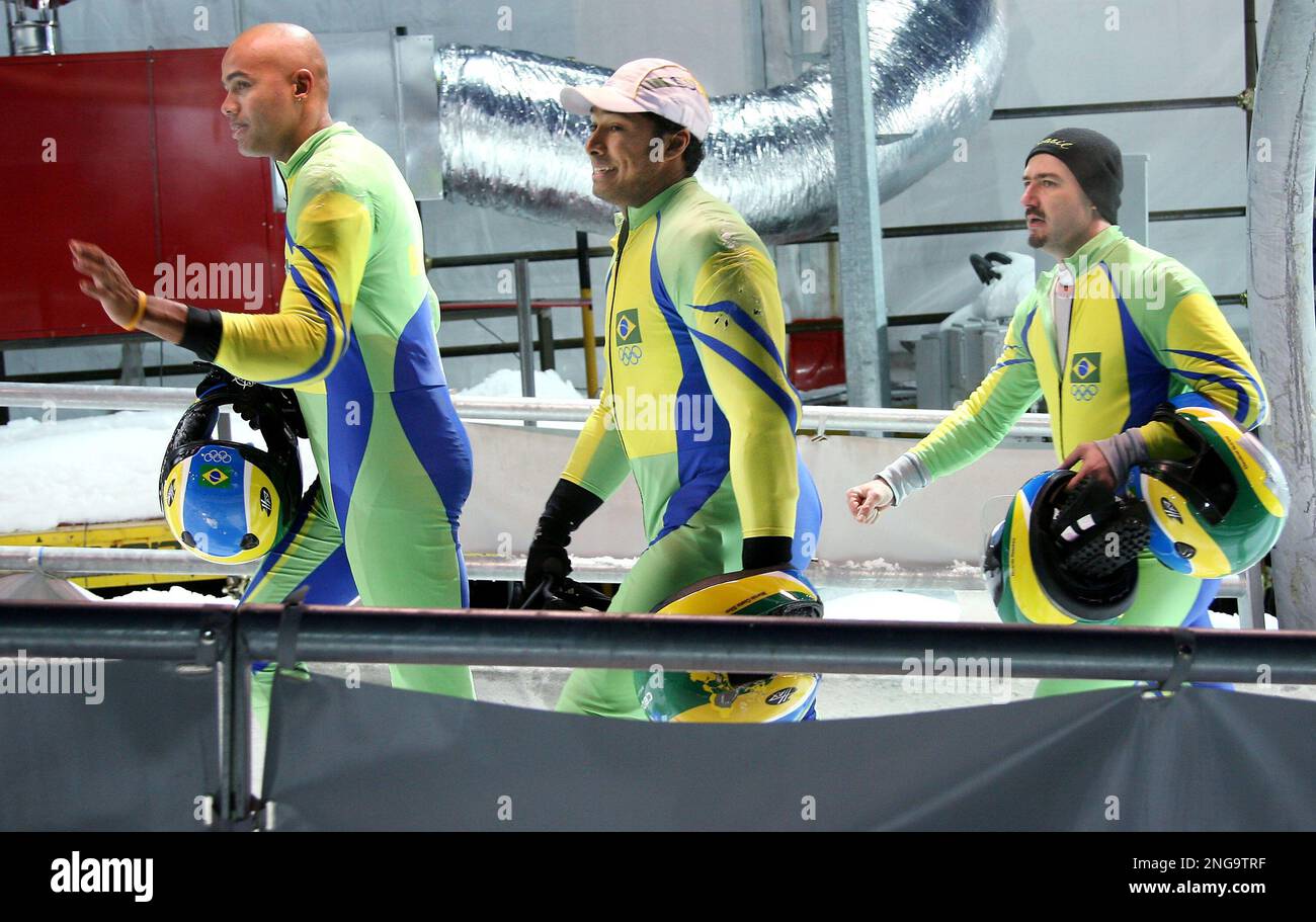 Brazilian bobsled crews members Edson Bindilatti, left, Marcio Silva ...