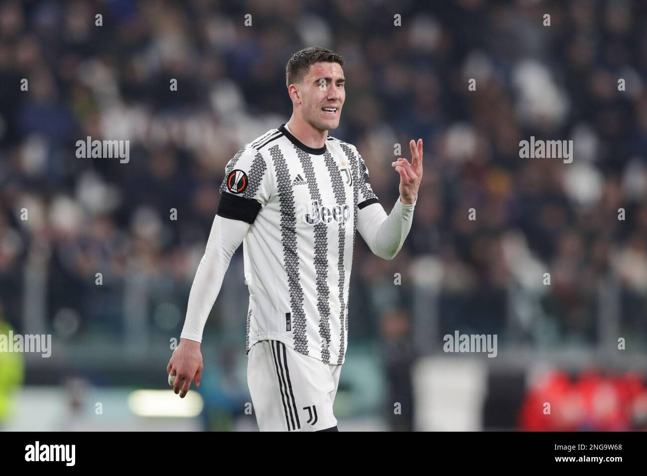 Turin, Italy. 16th Feb, 2023. Dusan Vlahovic of Juventus in action ...