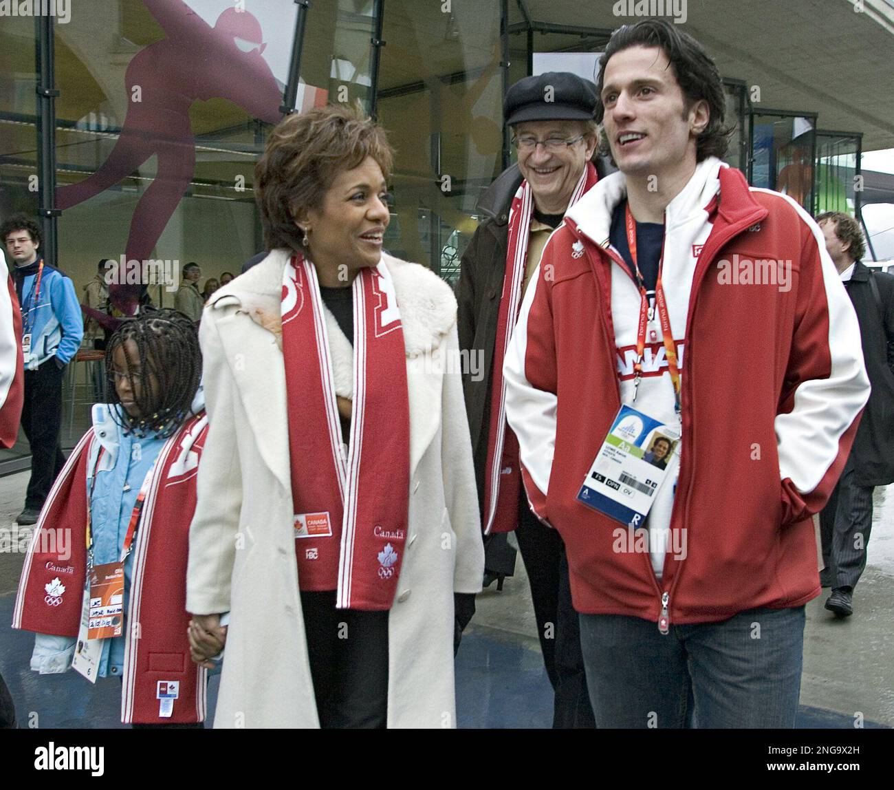 Governor General Michaelle Jean chats with figure skater Aaron Lowe as ...