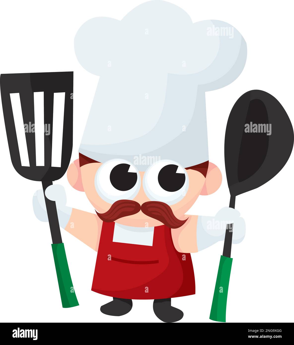 A cute chef and kitchen utensils cartoon stock illustration Stock ...
