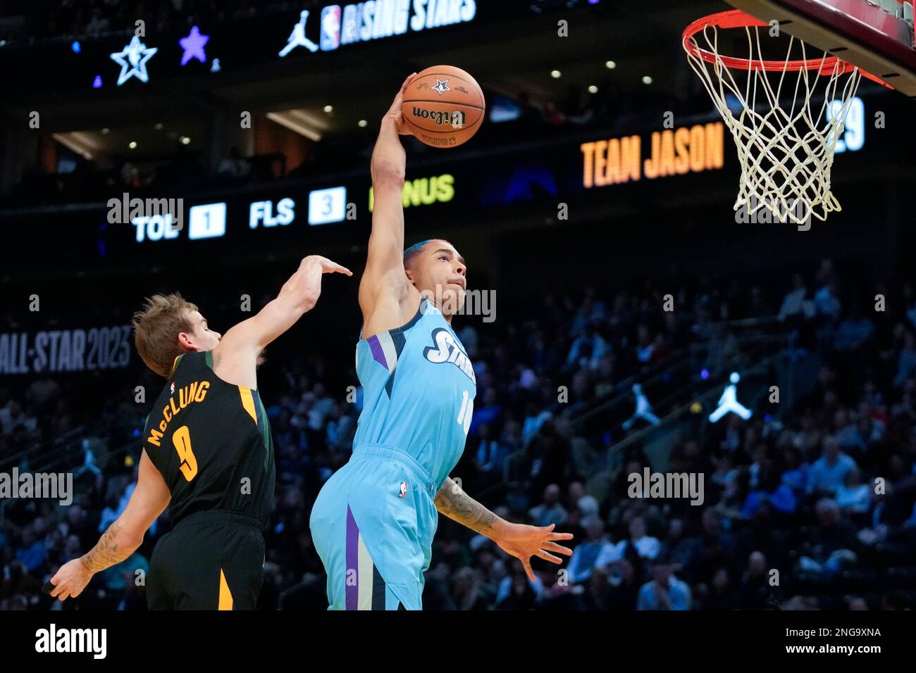 Team Joakim Noah's Jeremy Sochan (10), of the San Antonio Spurs, shoots ...