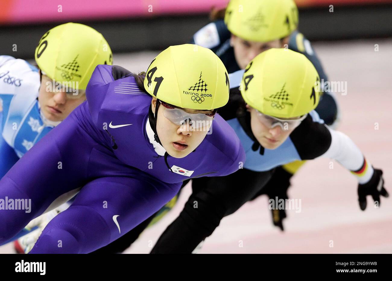 Korea's Eun-Kyung Choi leads Italy's Marta Capurso, left and Germany's ...