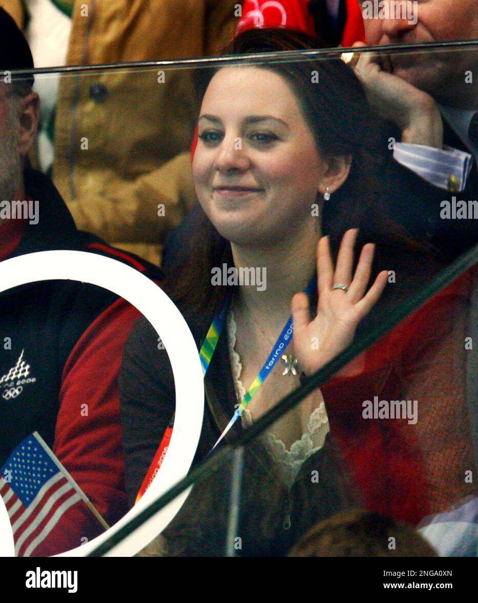 Olympic figure skating gold medalist Sarah Hughes waves from her seat ...