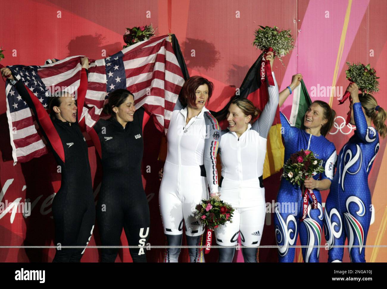 From left, Shauna Rohbock and Valerie Fleming of the United States, who ...