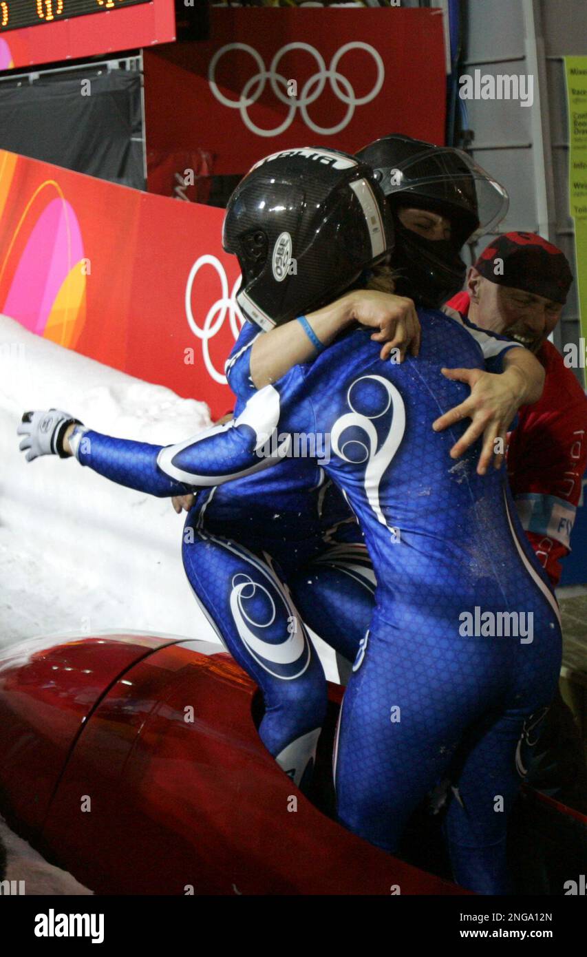 Italy's Gerda Weissensteiner, left, and Jennifer Isacco celebrate after ...