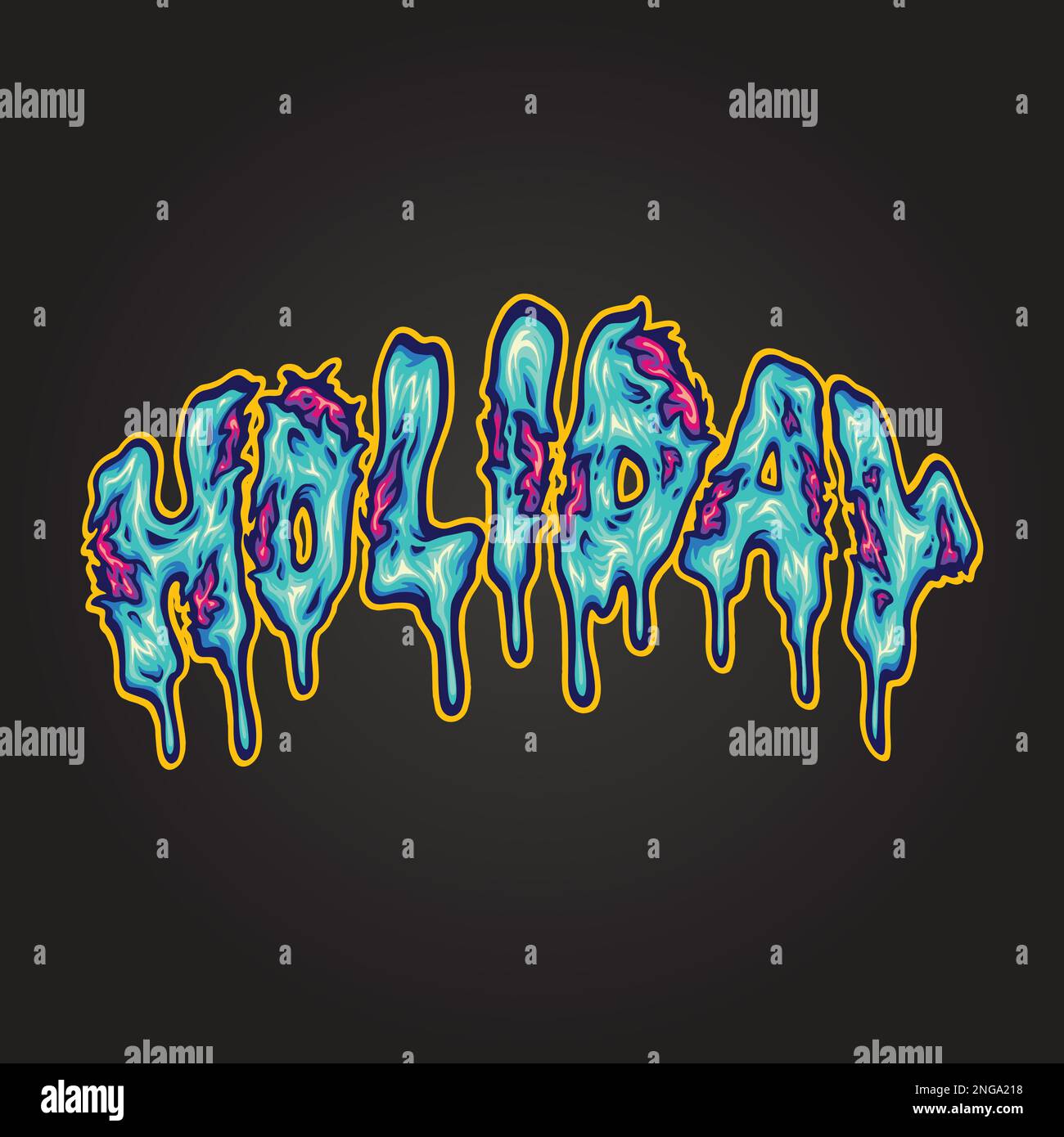 Creepy melted word holiday hand lettering text illustration vector ...