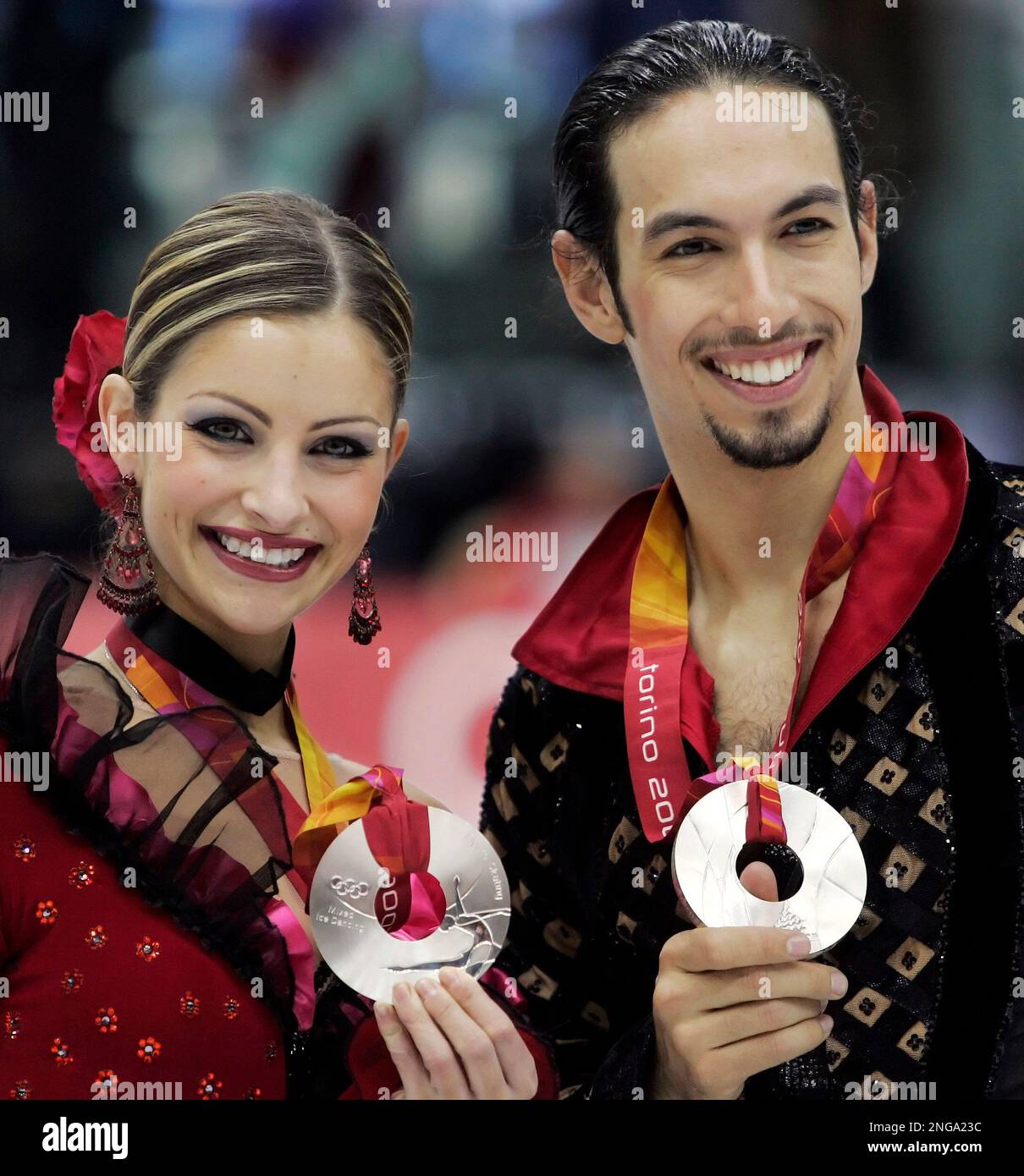 United States' Benjamin Agosto and his partner Tanith Belbin show off ...