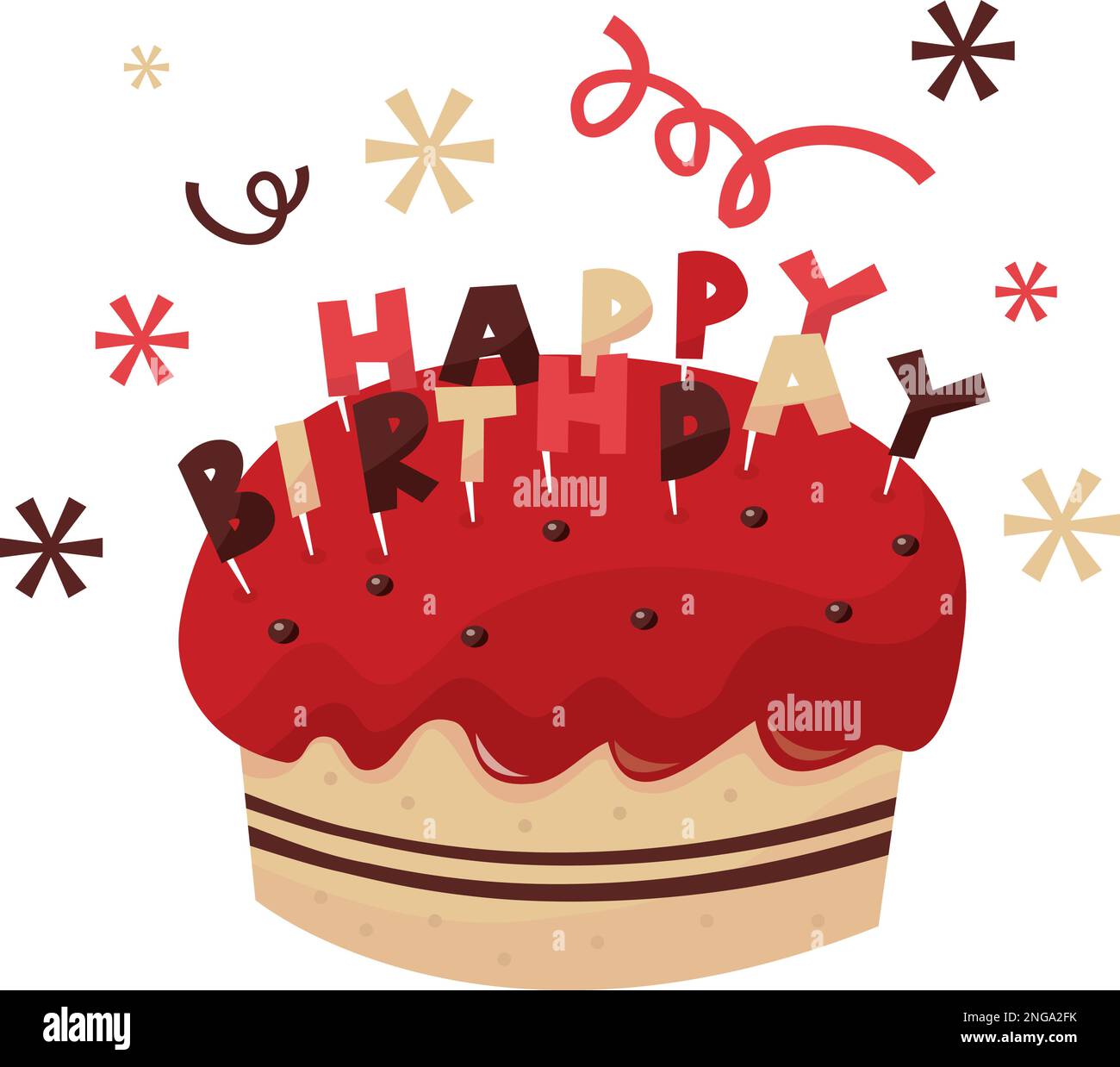 A vector illustration of a birthday cake with strawberry toppings and ...