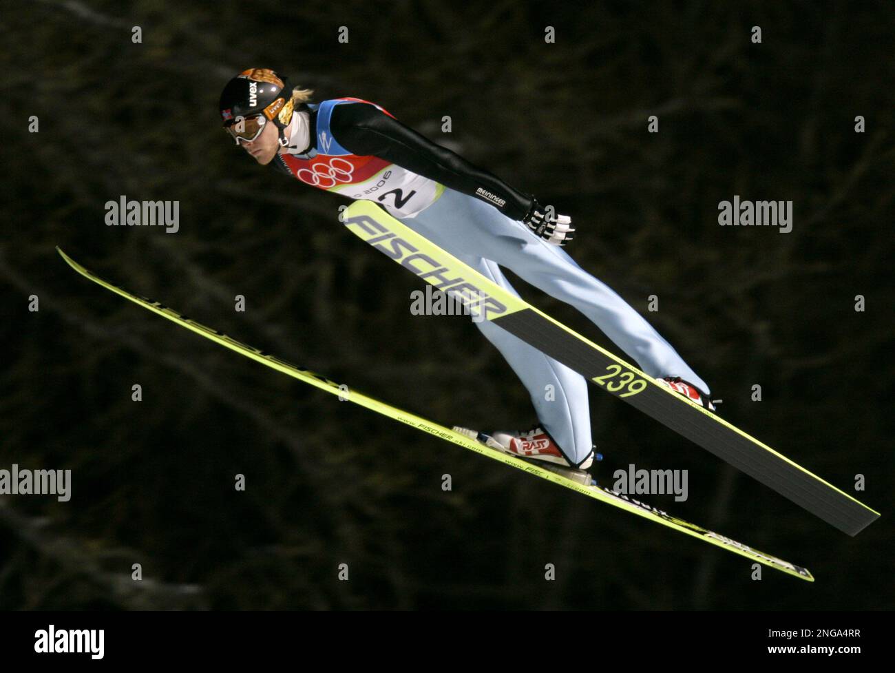 Norway's Lars Bystoel jumps during the Large Hill Individual Ski Jumping competition at the ...