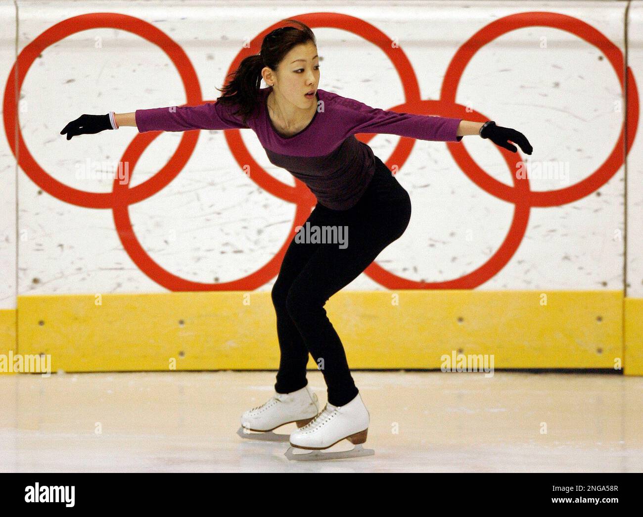 Japan's Fumie Suguri skates during training for Women's Figure Skating ...
