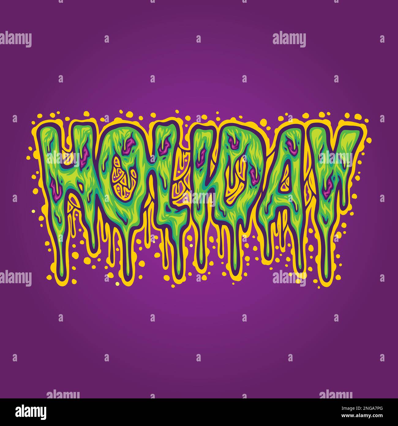 Spooky melted word holiday hand lettering illustration vector ...