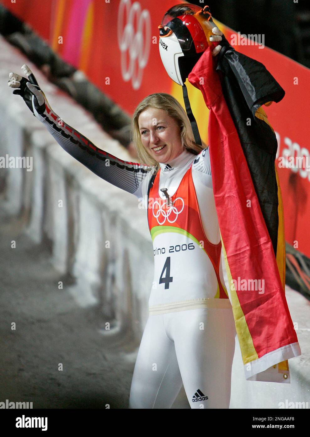 Germany's Sylke Otto celebrates her gold medal win as she finishes her ...