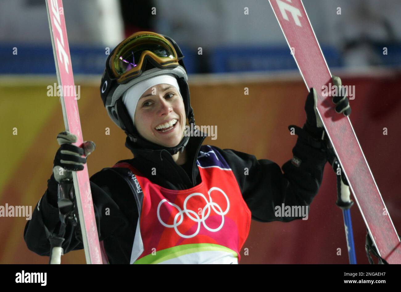 Jennifer Heil of Canada reacts after winning the gold medal in the ...