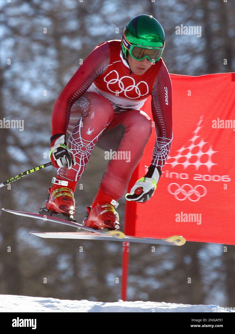 Austria's Fritz Strobl speeds past a gate during training for the Men's ...