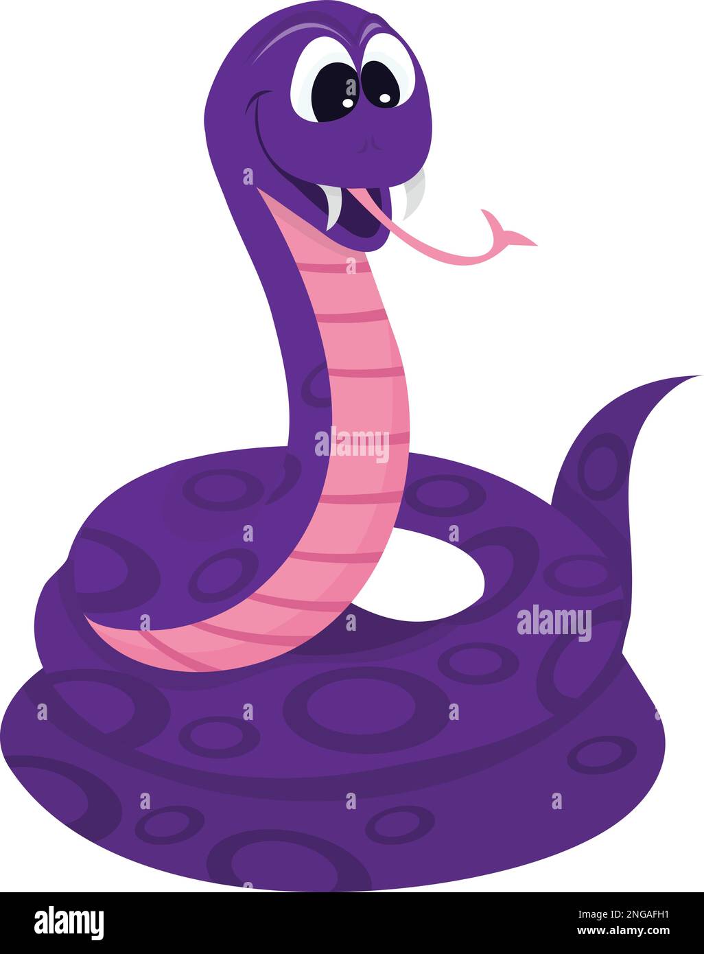 A cartoon vector illustration of a cute happy purple snake Stock Vector ...
