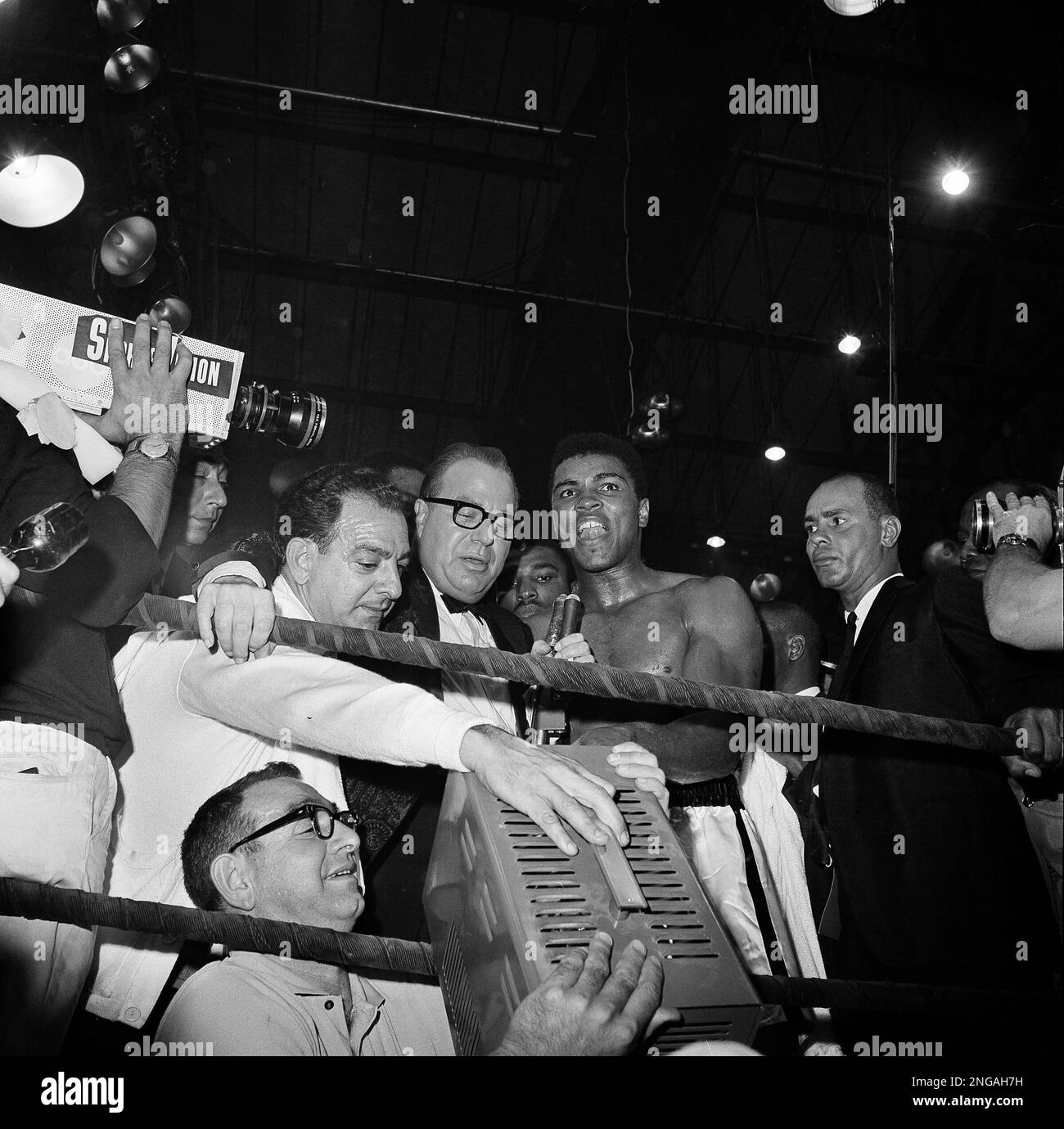 Heavyweight champion Cassius Clay is seen after having successfully ...
