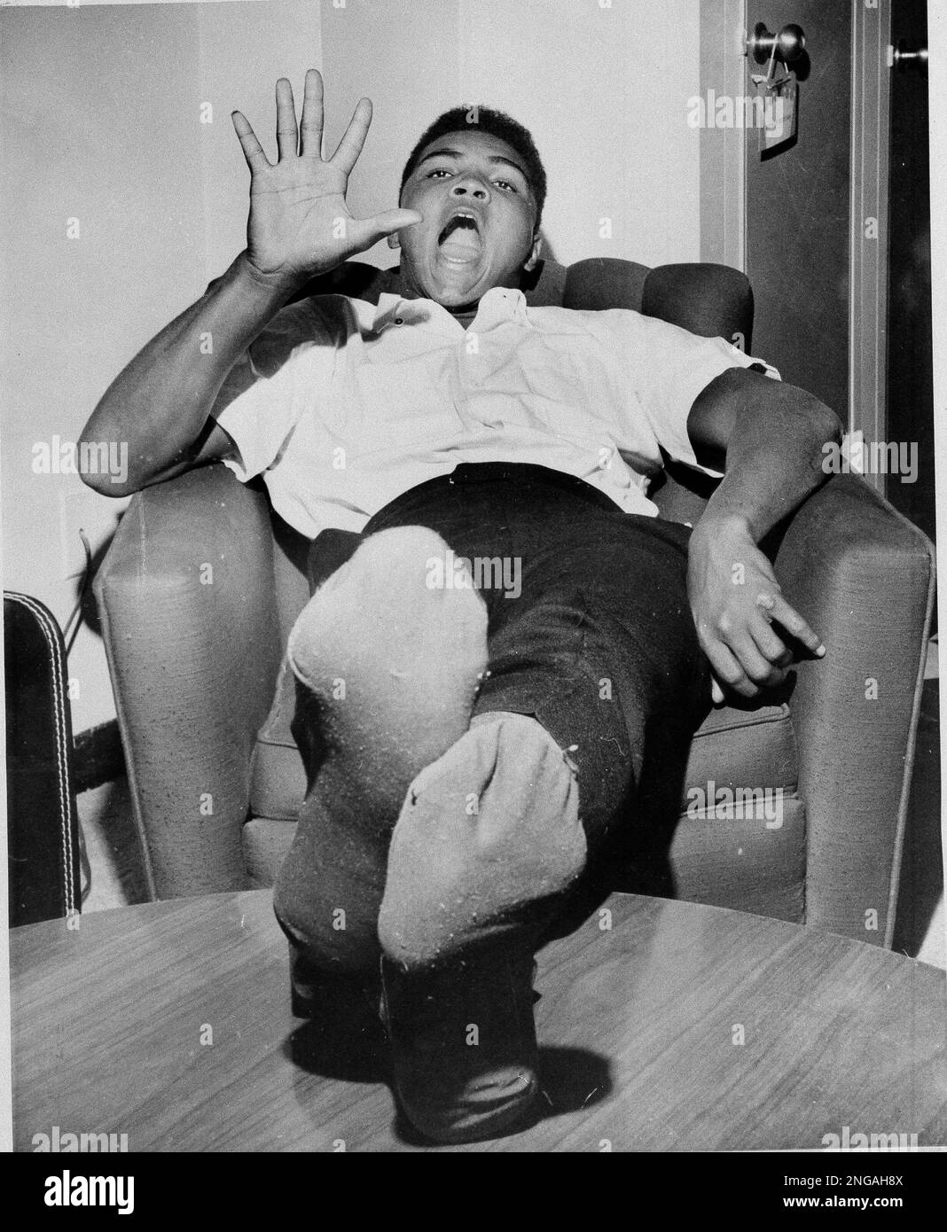 Heavyweight boxer Cassius Clay predicts the round his bout with Charley ...