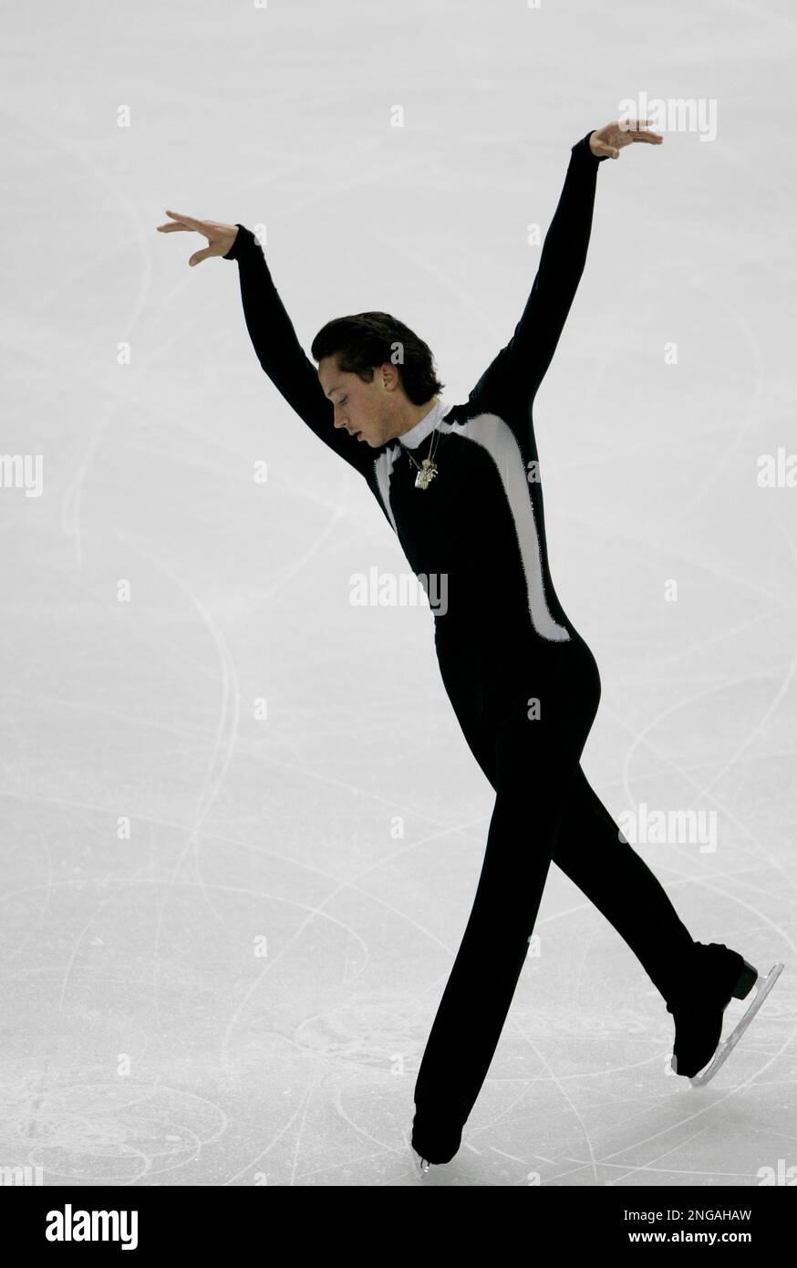 Johnny Weir, of the US, practices for the Turin 2006 Winter Olympic ...