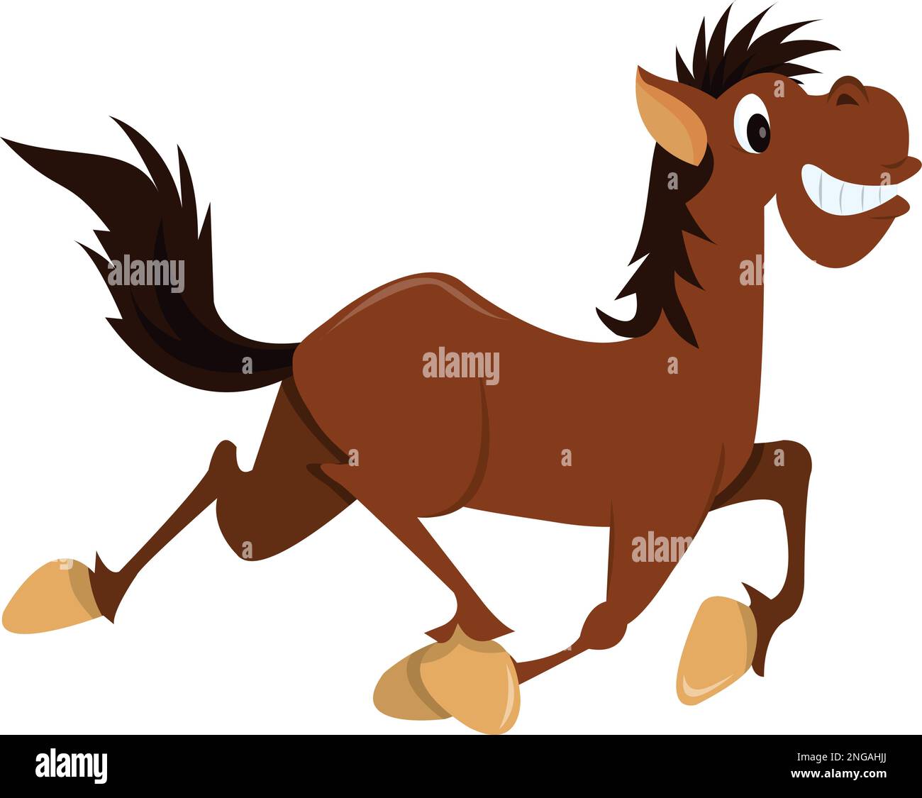 A cartoon vector illustration of a happy smiling galloping horse Stock ...
