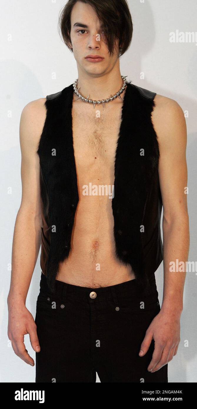 A models displays creation by U.S. fashion designer Thomas Engelhart ...