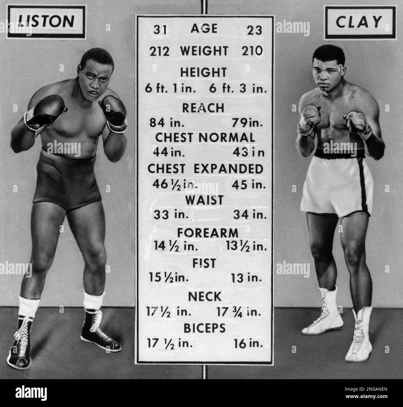 The physical statistics of heavyweight boxers Sonny Liston and Cassius ...