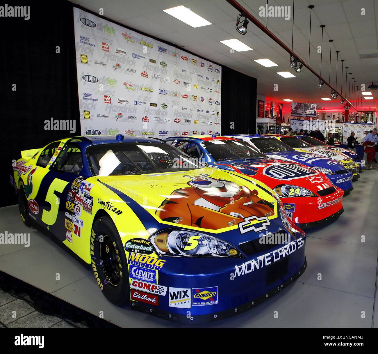 NASCAR Nextel Cup cars are shown at Hendrick Motorsports during a stop ...