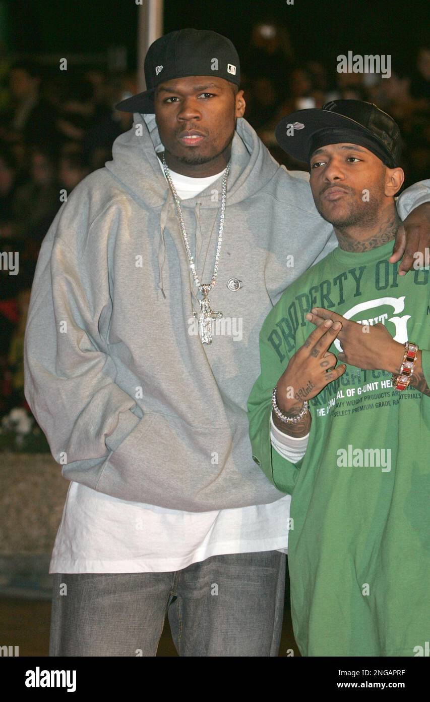 U.S. rapper Curtis '50 Cent' Jackson, left, poses with a member of his entourage as he arrives ...