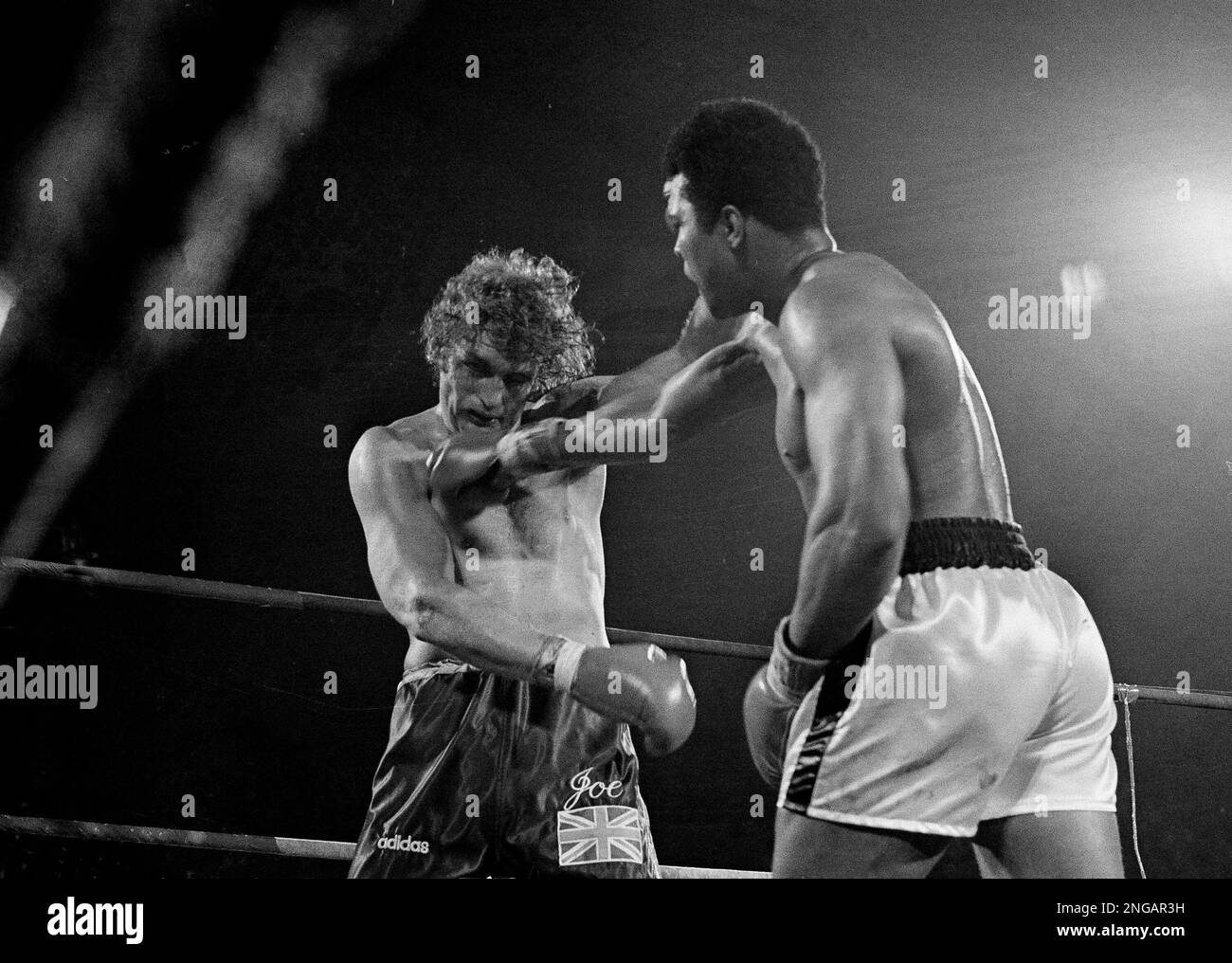 Britain's Joe Bugner takes a right-hand smash from Muhammad Ali in the ...