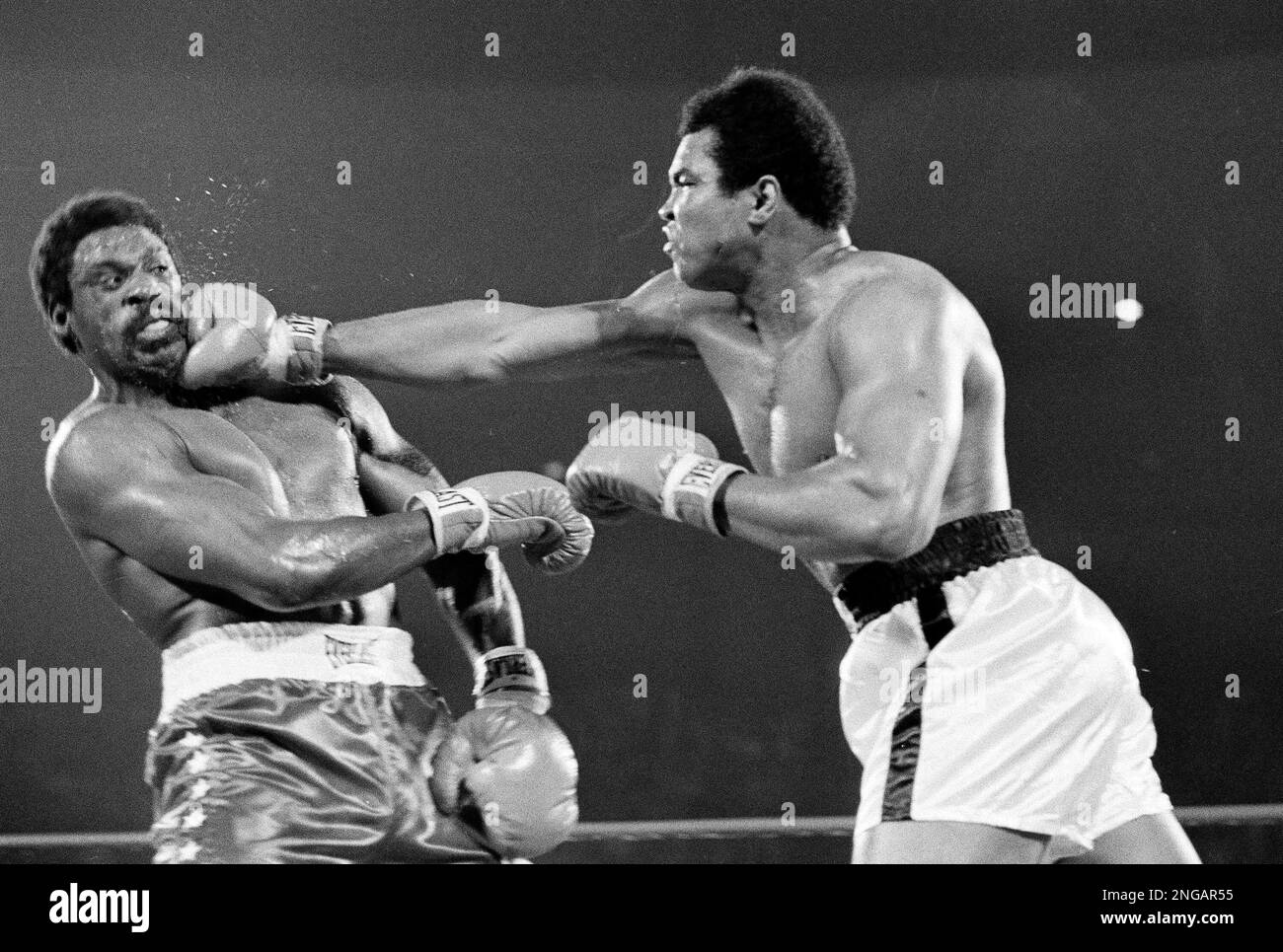 Muhammad Ali hits Ron Lyle with a hard right to the chin during fifth ...