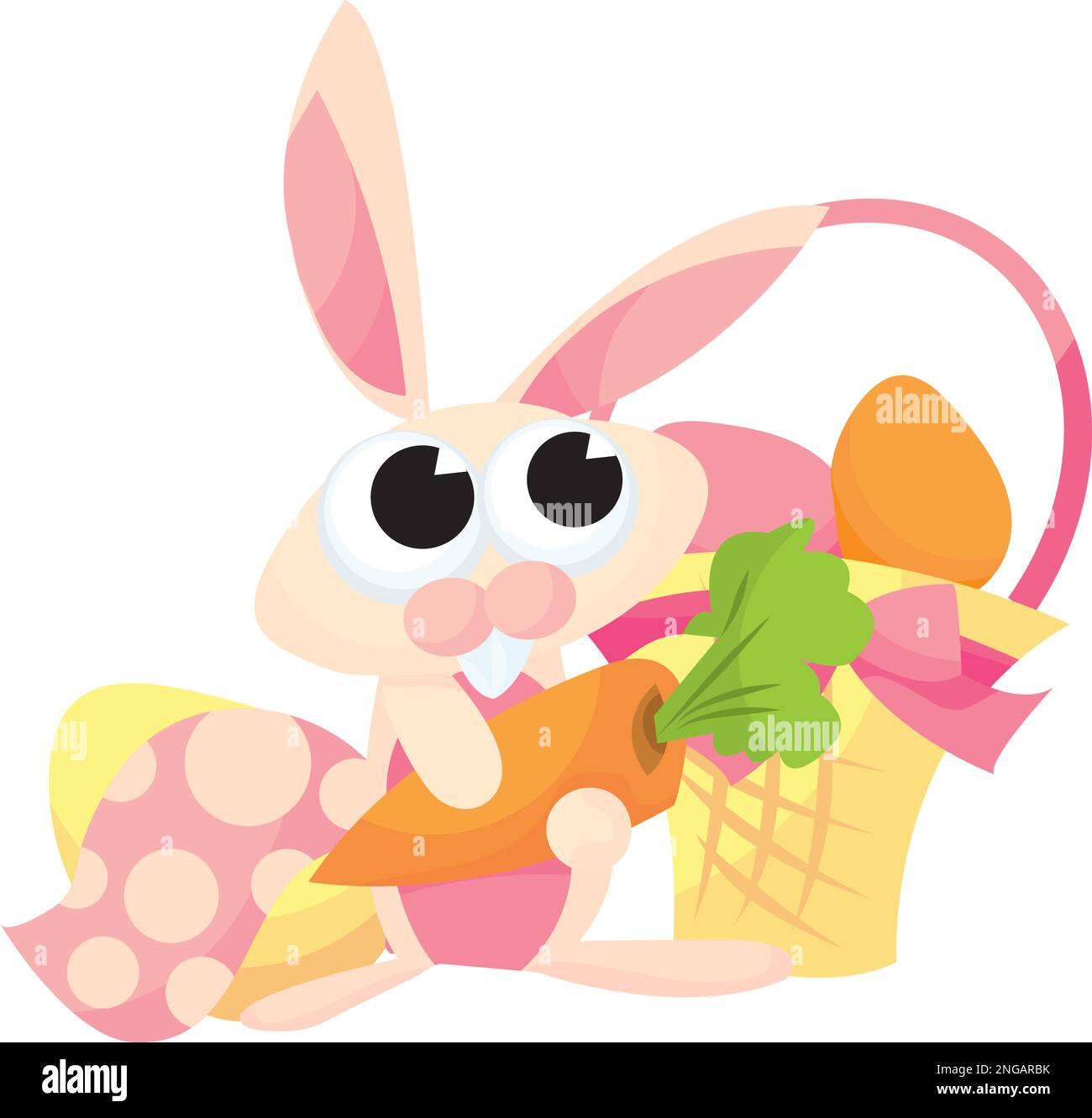 Cute easter bunny carrying gifts cartoon vector illustration Stock ...