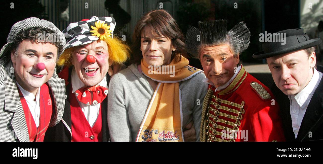 Princess Stephanie of Monaco poses with clowns on the eve of the 30th ...