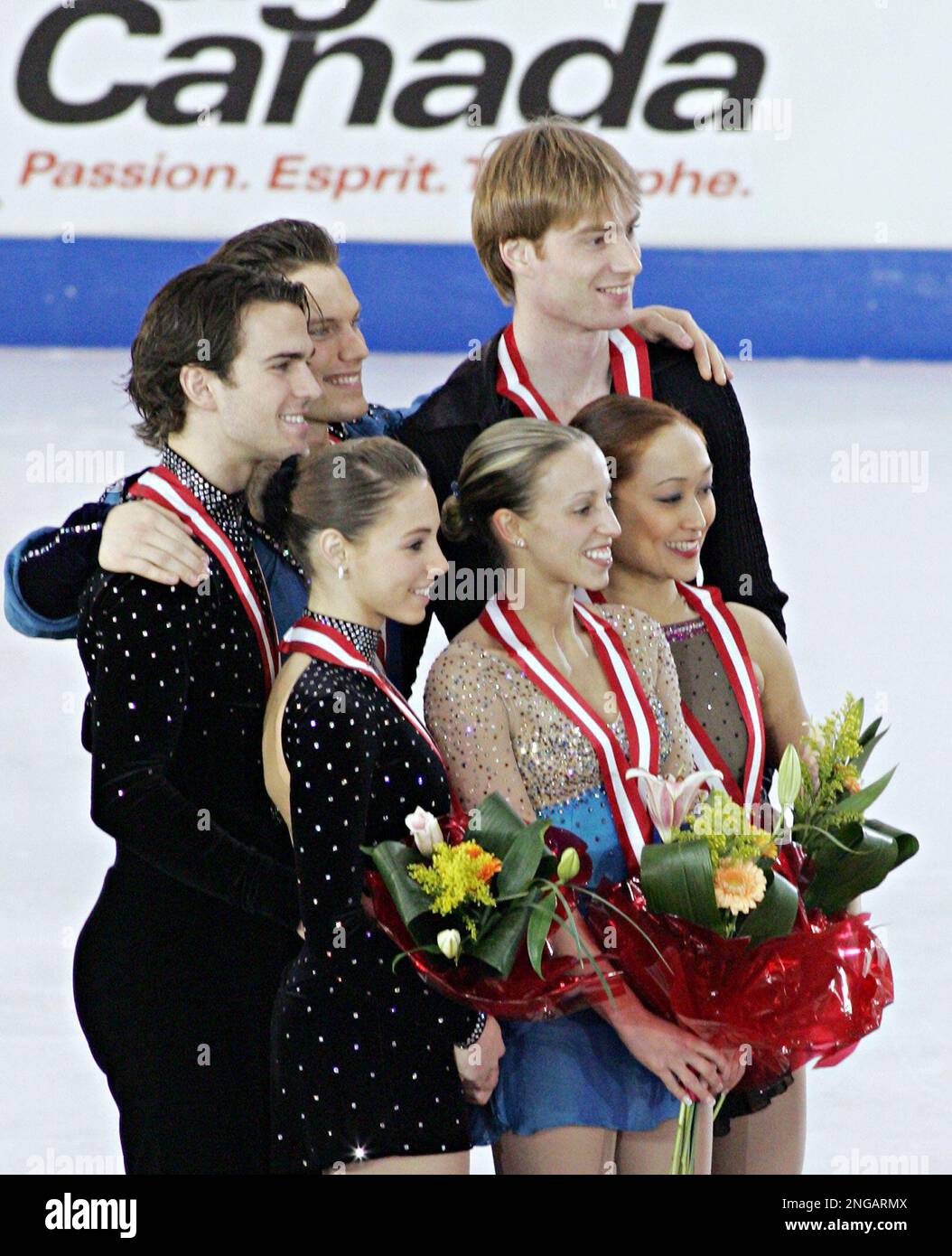 Senior pairs medalists (left-right) Jessica Dube and Bryce Davison ...