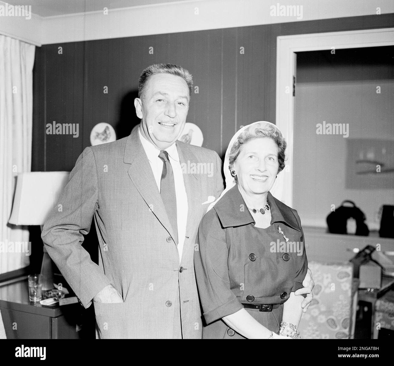 U.S. cartoonist Walt Disney and his wife Lillian arrive in Southampton ...