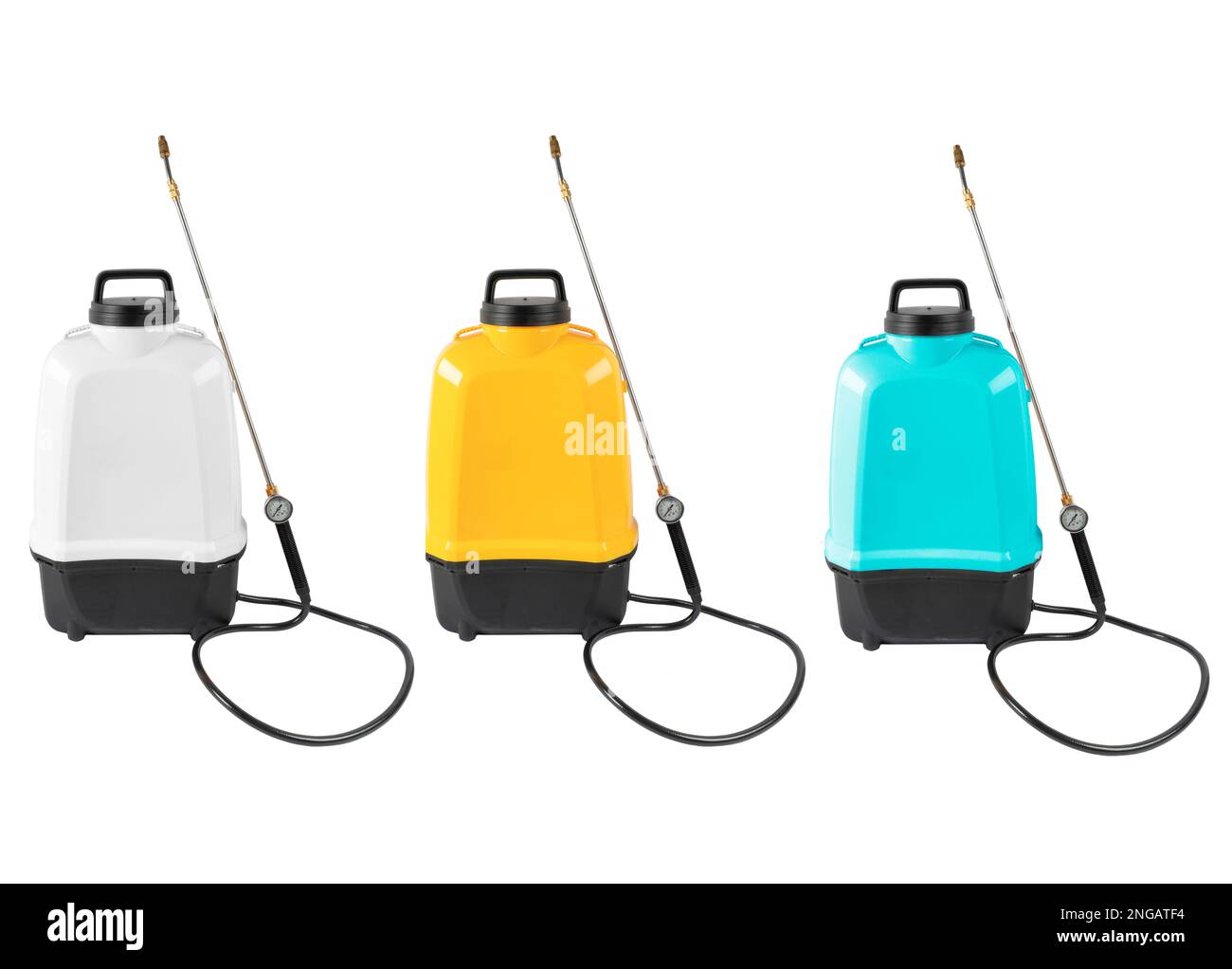 Garden backpack battery sprayer isolated on white background. Cordless ...
