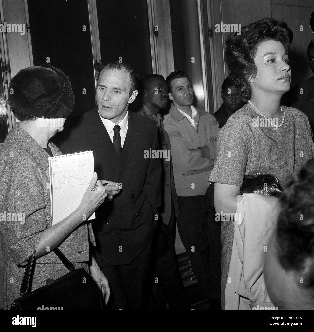 Joseph Gallo, center, talks to an unidentified newswoman at General ...