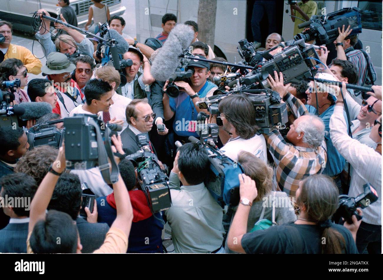 The media surrounds Thomas Robb, national director of the Knights of ...