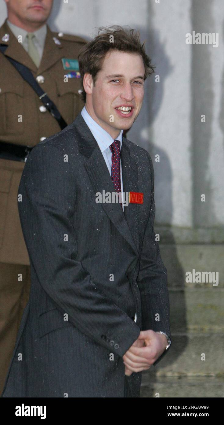Prince William he arrives with his father, the Prince of Wales at the Royal Military Academy ...