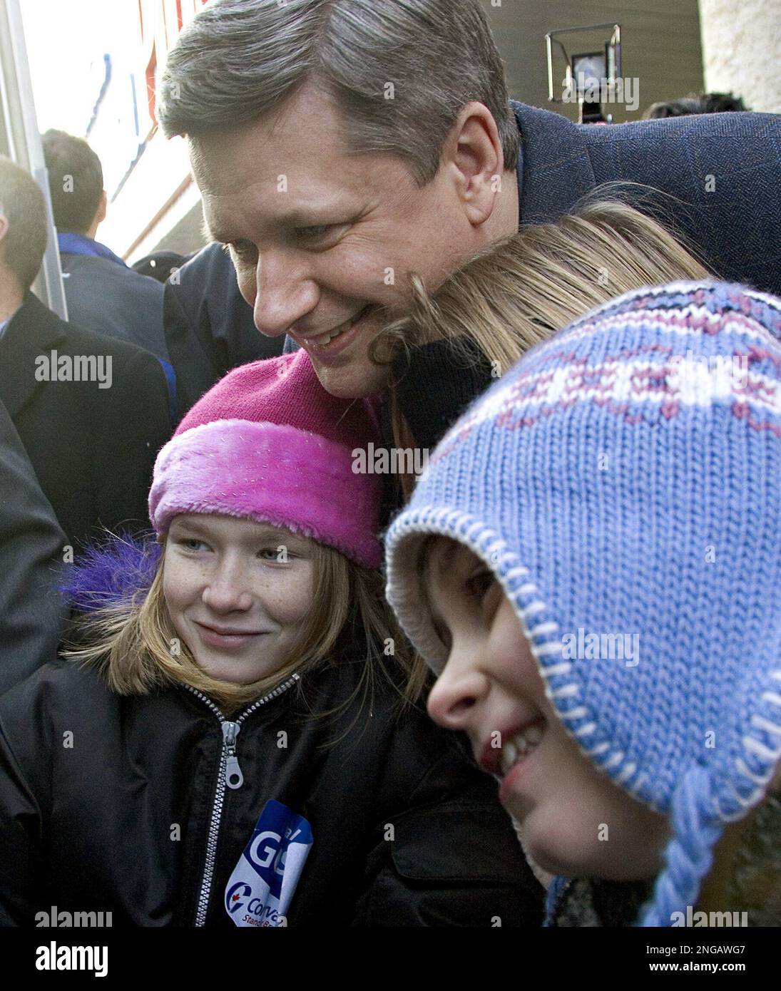 Canada's Conservative Leader Stephen Harper poses for a photograph with ...