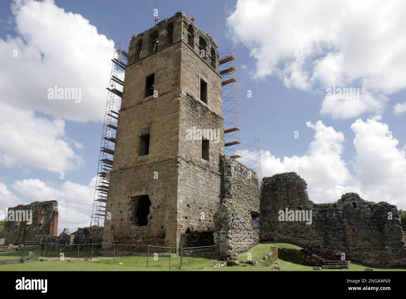 Tower of Panama la Vieja (Old Panama) founded in Aug. 15, 1519 and was ...