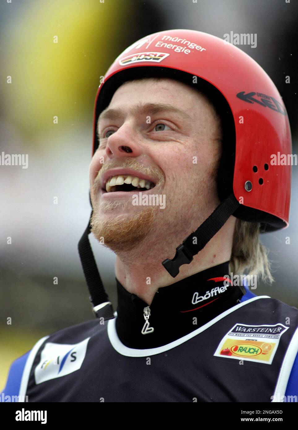 Germany's Matthias Menz smiles during the Nordic Combined World Cup ...