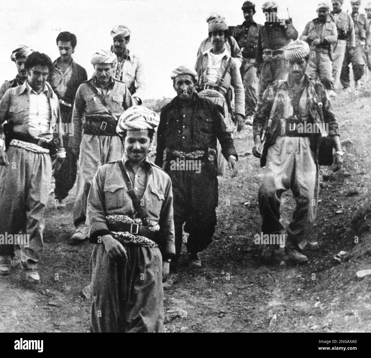 Masoud Barzani, foreground, son and succesor to the late Kurdish chief ...