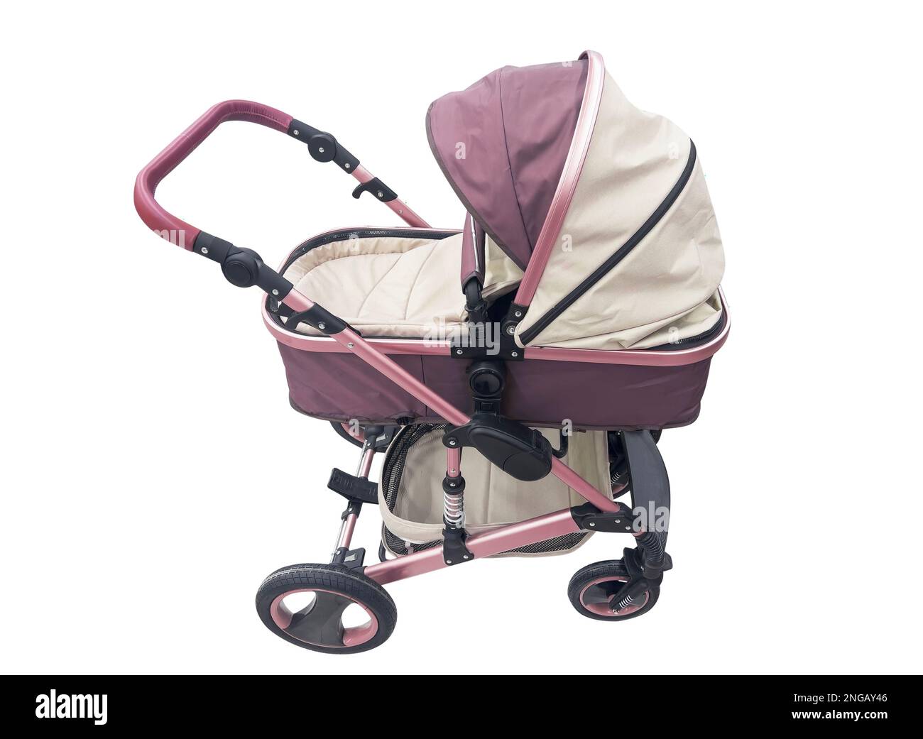 Baby stroller isolated on a white background. Modern baby stroller with ...