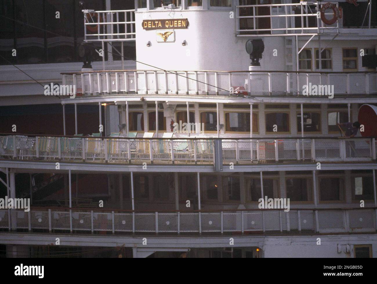 Deserted decks on the riverboat Delta Queen are seen in New Orleans ...