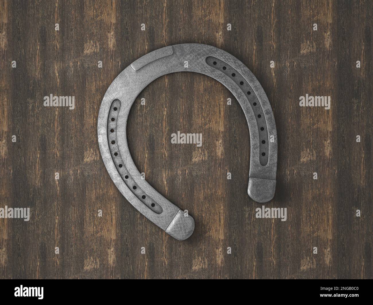 Horseshoe on wooden background. 3d illustration Stock Photo - Alamy