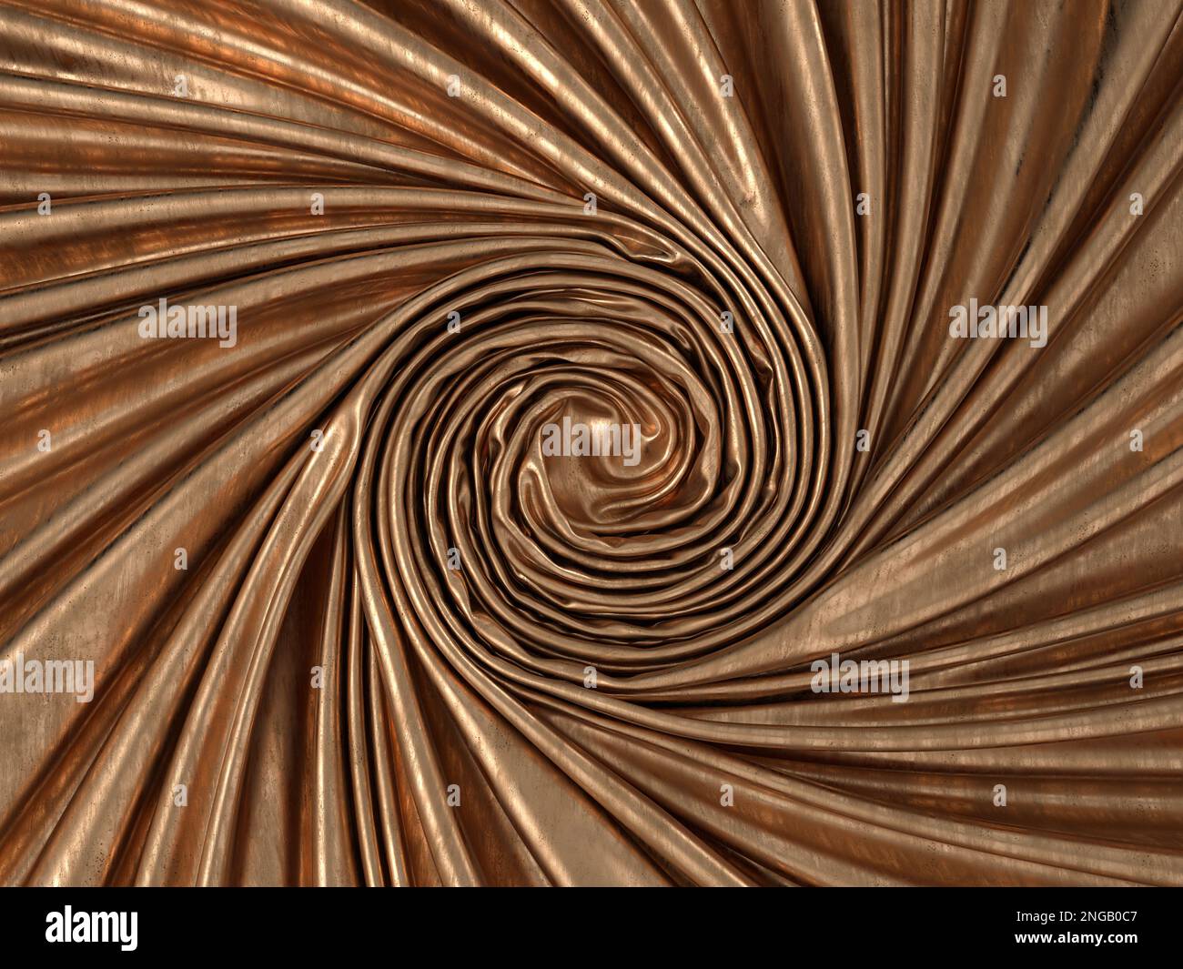 Background formed by twisted brass metal. 3d illustration Stock Photo ...