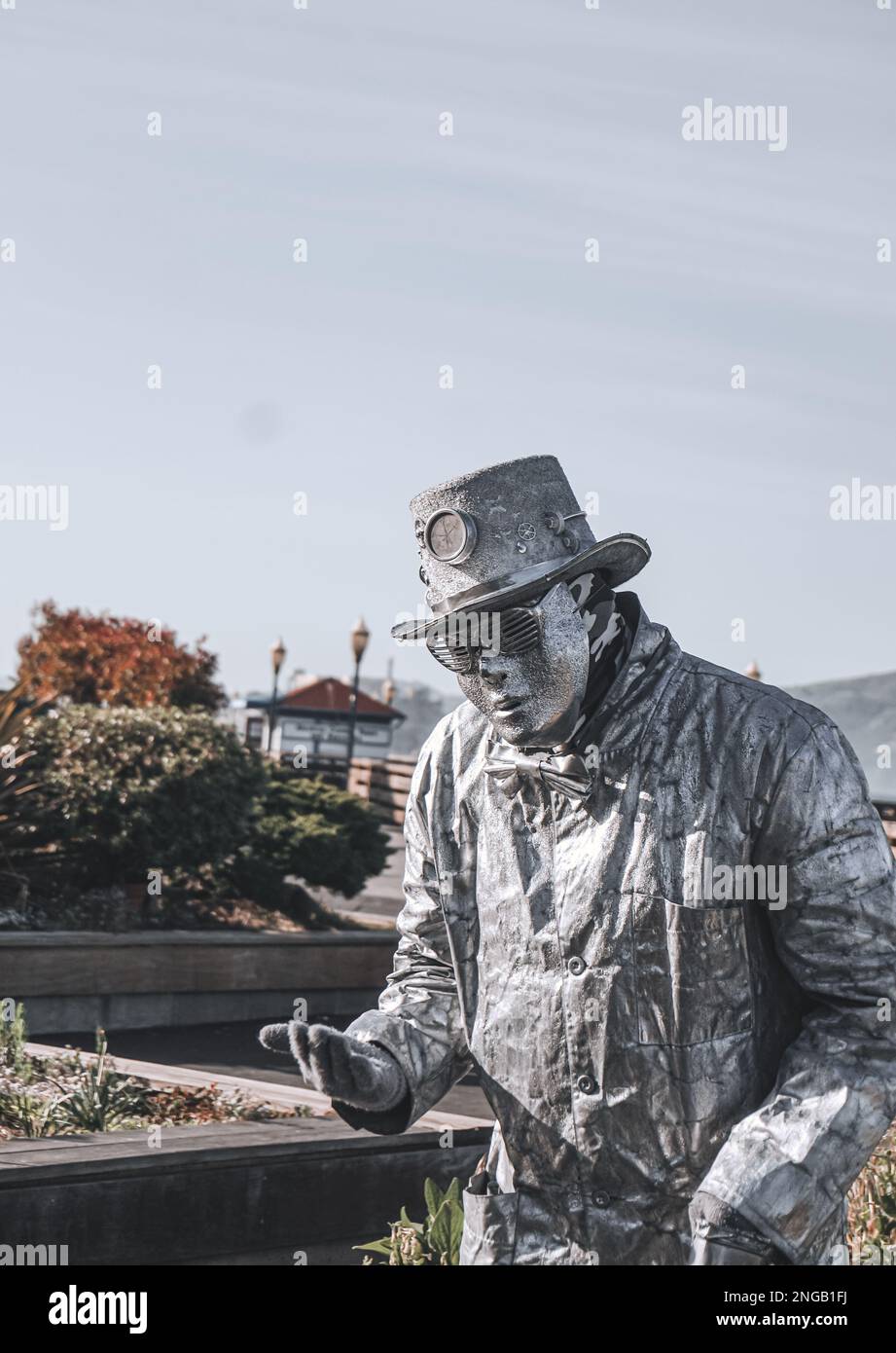 san francisco, CA, USA february 15 2023 man standing motionless on the ...