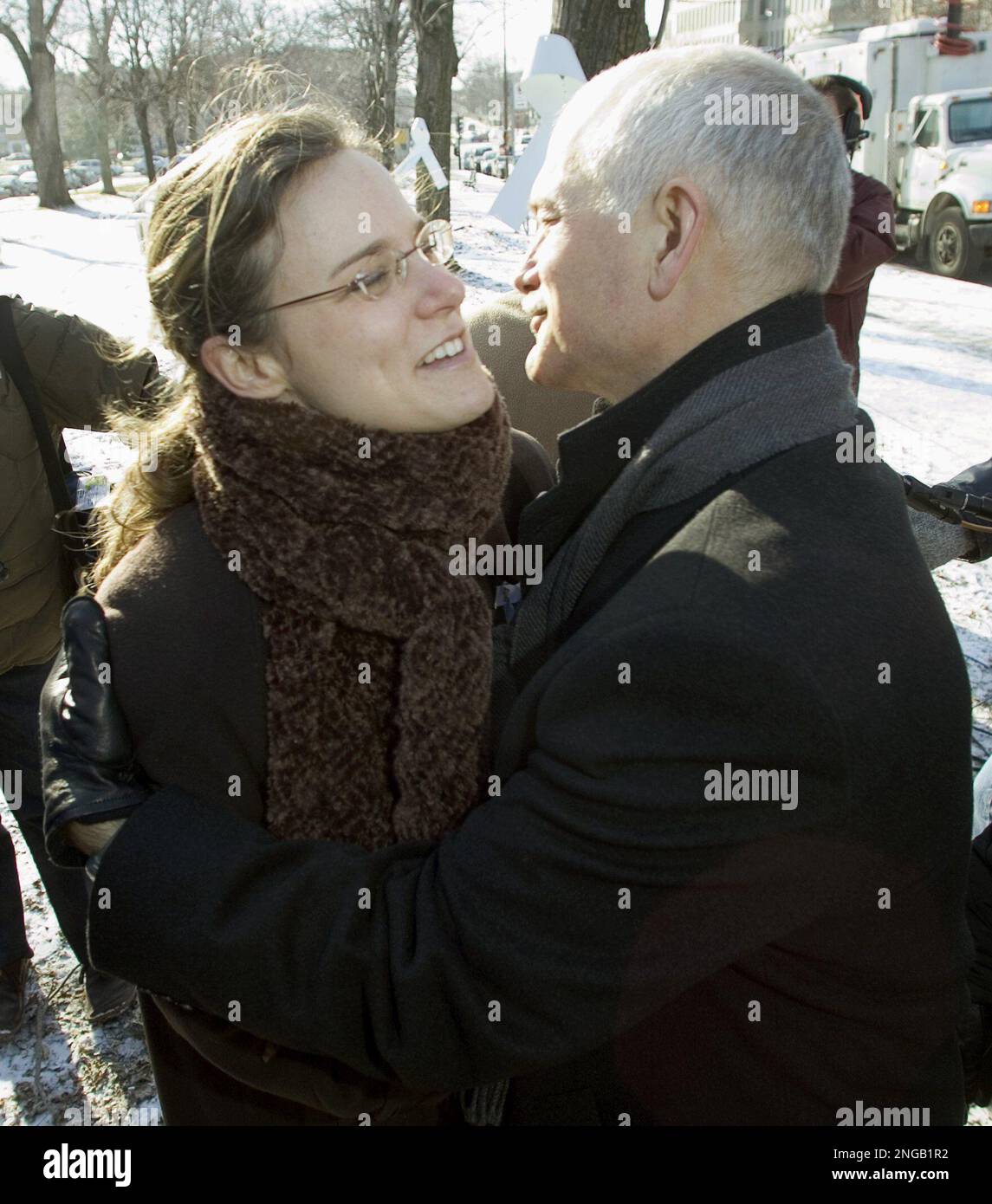 Catherine Bergeron, sister of shooting victim Genevieve, and NDP Leader ...